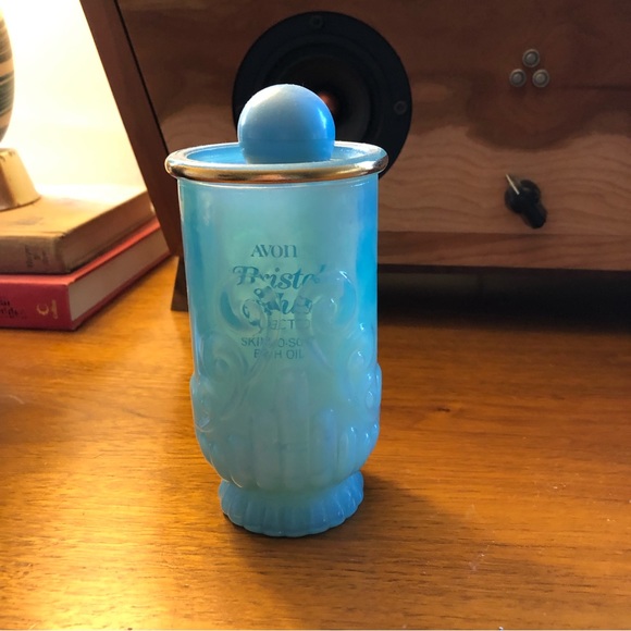 Avon | Accents | Vintage Avon Blue Vase With Bottle | Poshmark
